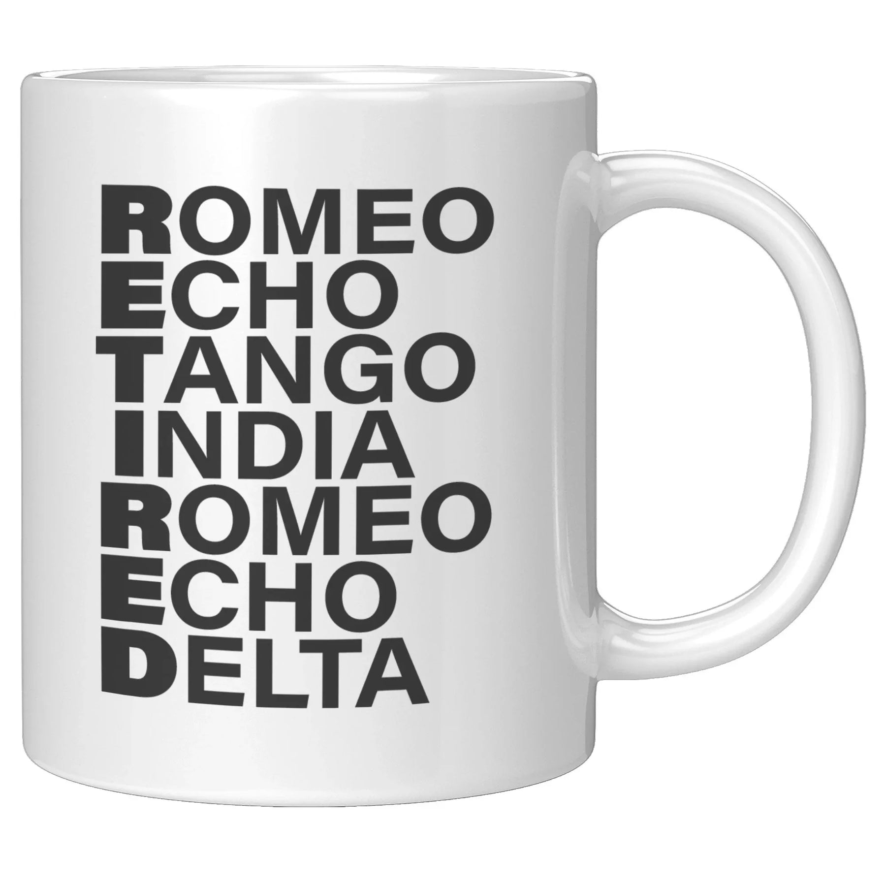 Retired Acronym Military US Navy Army Veteran Retirement Mug 11 oz ...